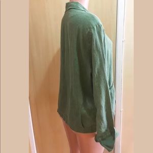 Flax | Jackets & Coats | Flax Army Green Linen Button Down Jacket M ...